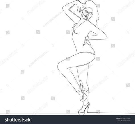 한 줄로 연속 그리기 그 소녀는 스톡 벡터로열티 프리 1901015986 Shutterstock