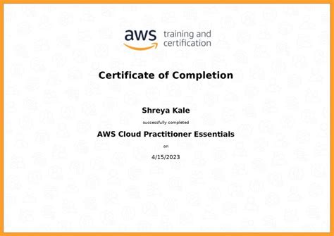 Aws Cloud Cloudpractitioner Shreya Kale