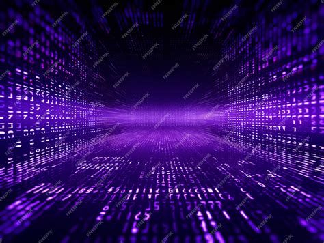 Purple Binary Code On Dark Creating An Atmosphere Of Data Technology