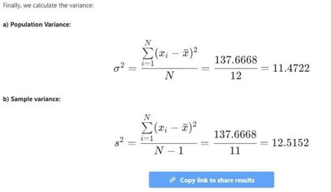 Variance Calculator Online Sample And Population Step By Step