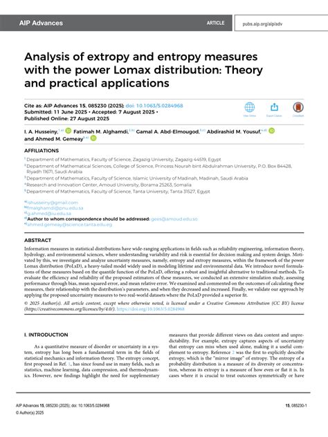Pdf Analysis Of Extropy And Entropy Measures With The Power Lomax Distribution Theory And