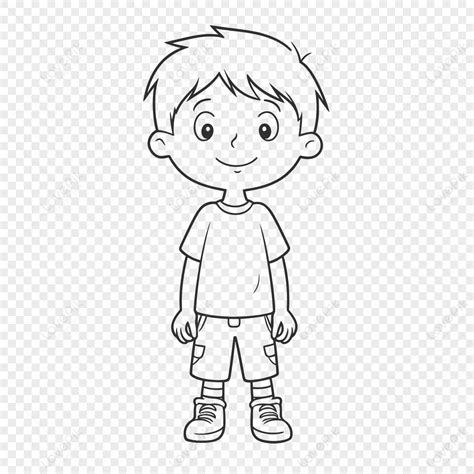 흰색 셔츠와 청바지에 만화 소년 서 색칠 페이지 개요 스케치 드로잉 벡터다리얼굴 Png 일러스트 무료 다운로드 Lovepik