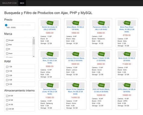 Búsqueda Y Filtro De Productos Con Ajax Php Y Mysql Baulphp