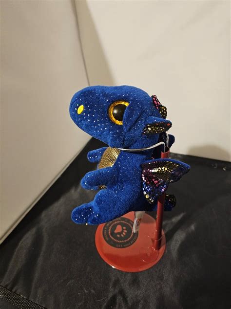 Ty 9 Medium Saffire Plush Blue Dragon Beanie Boos Stuffed Animal 1123