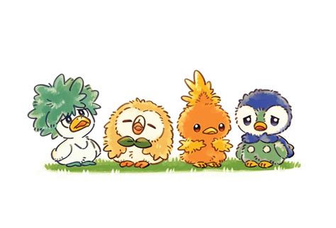 Rowlet Piplup Torchic And Quaxly Pokemon Drawn By Opipiomame