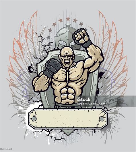 Mma 전투기 벼슬 검은색에 대한 스톡 벡터 아트 및 기타 이미지 검은색 격투기 경외감 Istock