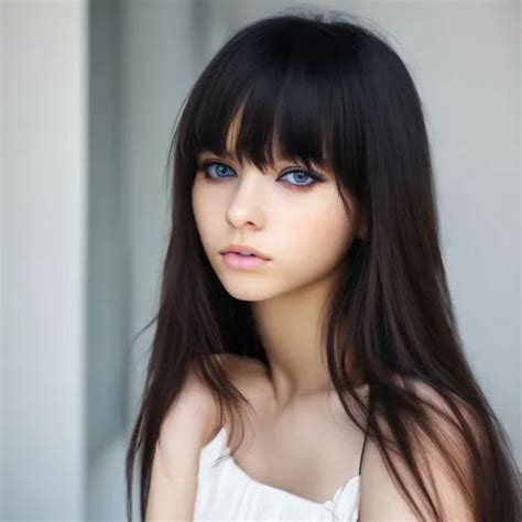 Long Bangs Hair White Skin Beautiful Eye Woman