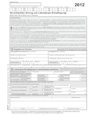 Fillable Online Vereinfachter Antrag Auf Lohnsteuer Erm Igung Fax