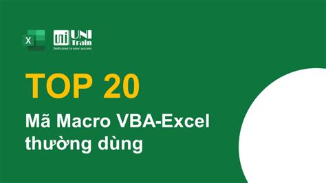 Top 20 Mã Macro Vba Excel Thường Dùng