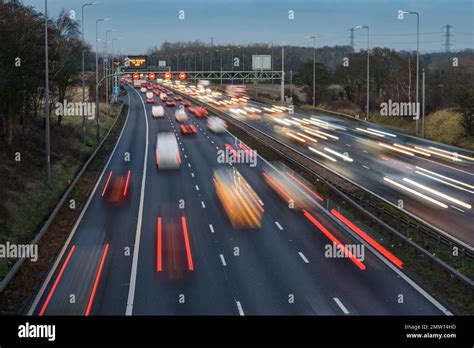 Long Exposure Photography Of Fast Moving Traffic Speeding Along The M42