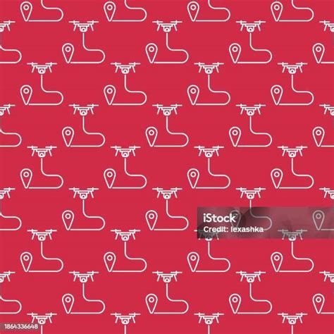 Quadcopter Path Planning Vector Drone Concept Outline Seamless Pattern Stock Illustration