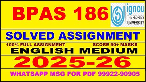 Bpas 186 Solved Assignment 2025 26 In English Bpas 186 Solved
