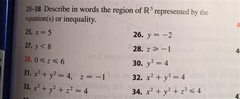 Solved Describe In Words The Region Of R3 Represented By