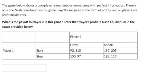 solved the game below shows a two player simultaneous move