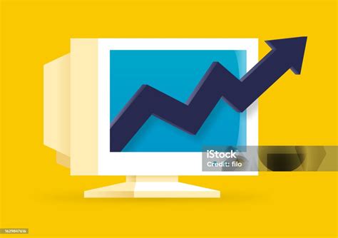 Computer Monitor Chart Data Analysis Arrow Graph Stock Illustration