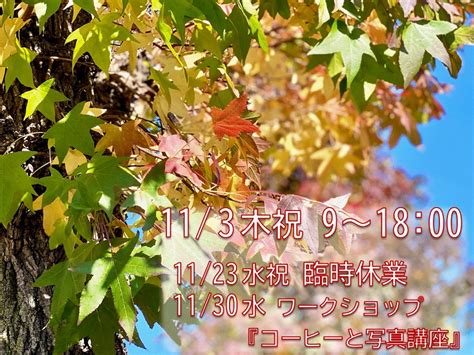 11月祝日営業案内 Suidomichi Coffee