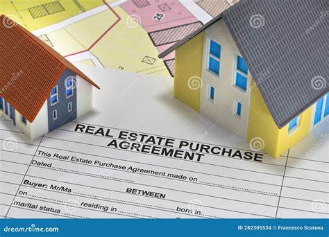 Real Estate Purchase Agreement Concept With Imaginary Cadastral Map