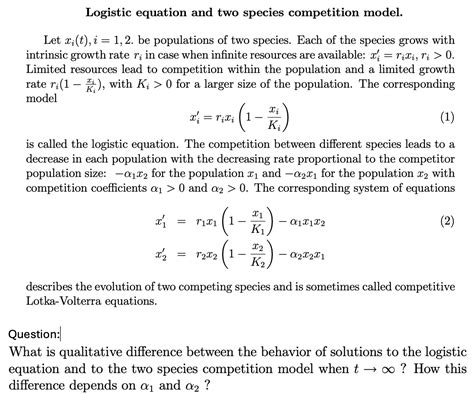 Solved Logistic Equation And Two Species Competition