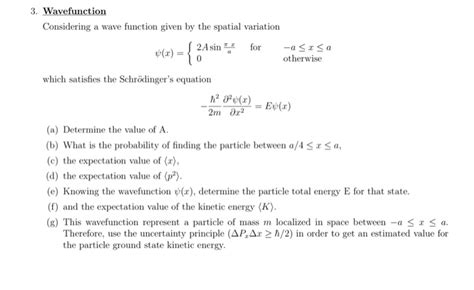 solved 3 wavefunction considering a wave function given by