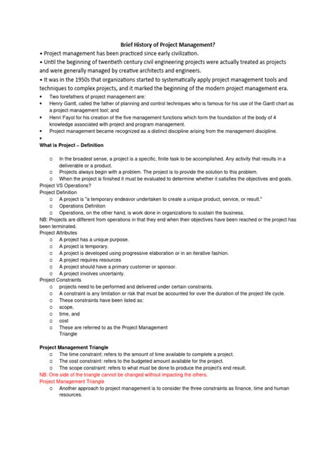 Project Management Lecture 1 Pdf Project Management Business