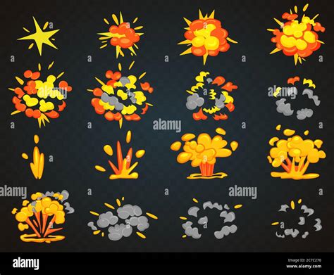 Key Frames Of Bomb Cartoon Explosion Animation Bang Top And Front View