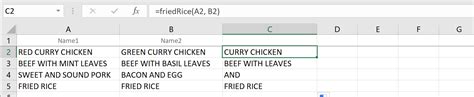 Extract Partial Matches Stringwords Between 2 Columns In Excel