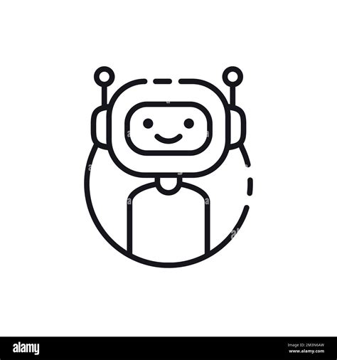 Robot Icon Chatbot Outline Icon Cute Smiling Robot Vector Modern