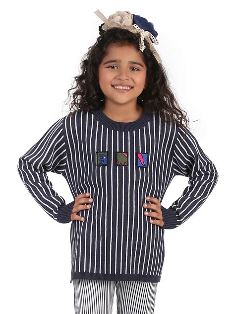 Edenrobe Girls Navy Blue Sweater Egtswt19 006 Edenrobe Pakistan