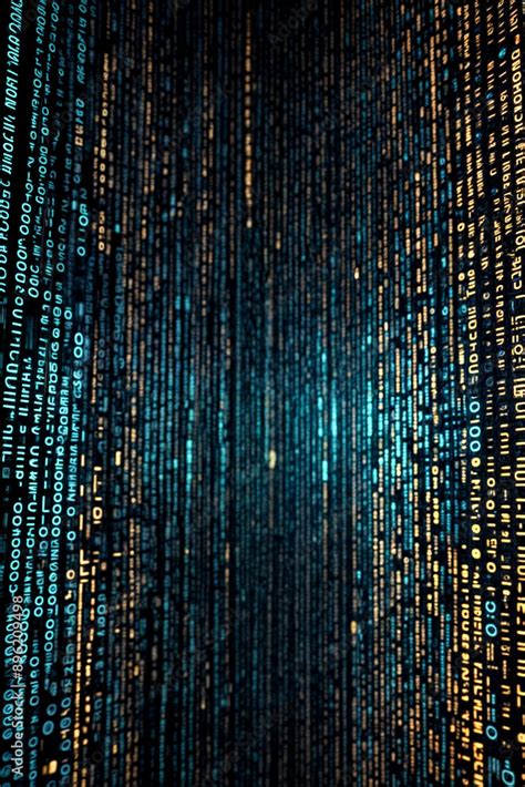 abstract futuristic cyberspace with binary code digital matrix