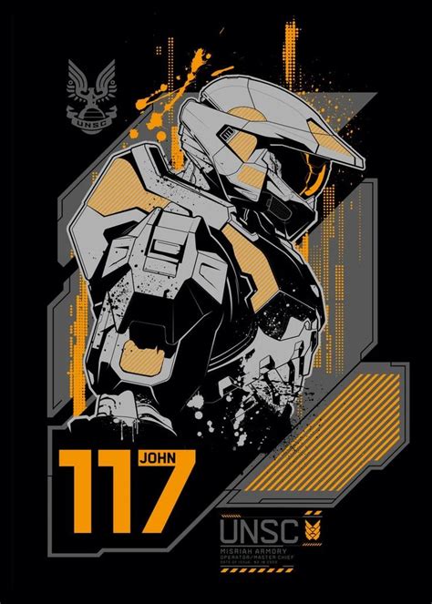 John 117 Profile Poster Picture Metal Print Paint By Halo Game