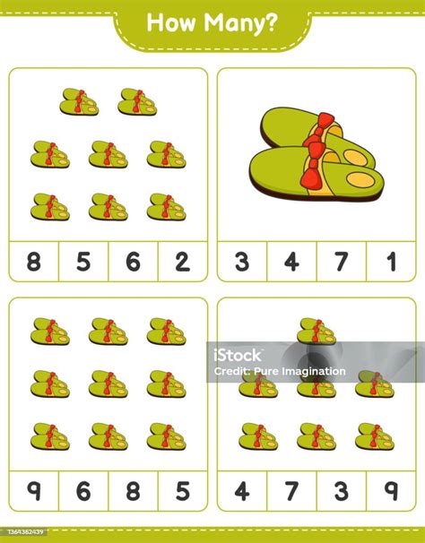 계산 게임 얼마나 많은 슬리퍼 교육 어린이 게임 인쇄 워크 시트 벡터 일러스트레이션 0명에 대한 스톡 벡터 아트 및 기타 이미지 0명 개체 그룹 검사 보기 Istock