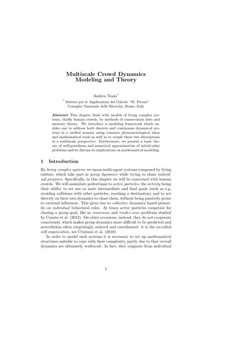 Pdf Multiscale Crowd Dynamics Modeling And Theory