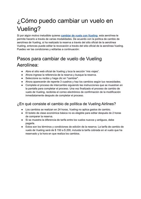 PPT Cómo puedo cambiar un vuelo en Vueling PowerPoint Presentation