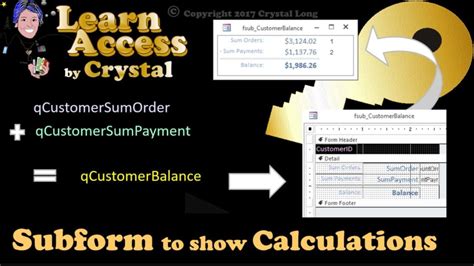 Subform To Show Calculations In Microsoft Access Cc YouTube