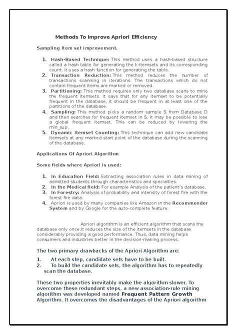 Improving The Efficiency Of Apriori Algorithm 1 Methods To Improve