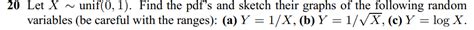 Solved 20 Let X Unif0 1 Find The Pdfs And Sketch Their