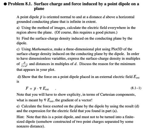 Problem 81 Surface Charge And Force Induced By A