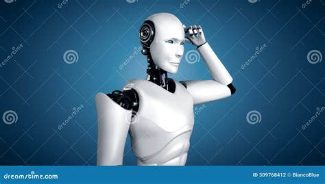 Xai Thinking Ai Humanoid Robot Analyzing Information Data Stock Illustration Illustration Of