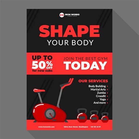 Free Vector Fitness Gym Template Design