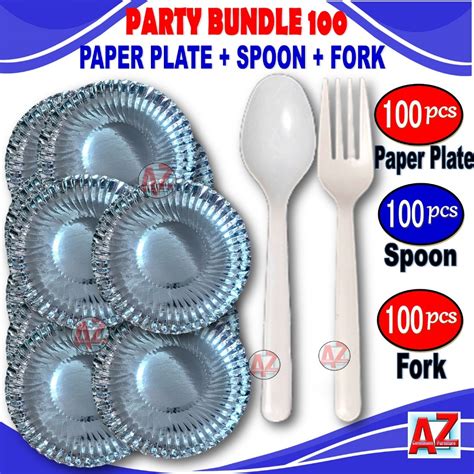SULIT BUNDLE Party Package Disposable Spoon And Fork Paper Plate