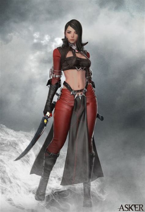 Female Human Dual Weapon Swords Leather Armor Fighter Rogue