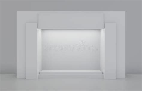 Shop Window Display Empty Storefront With Light Showcase Mock Up 3d Rendering Stock