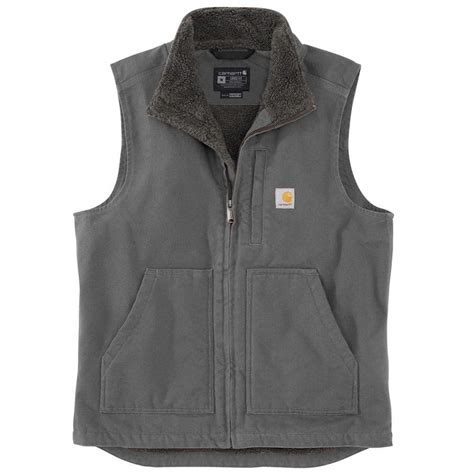 Carhartt Mens X Large Gravel Cotton Loose Fit Washed Duck Sherpa Lined