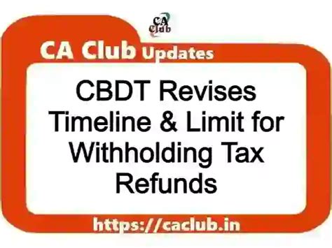 CBDT Revises Timeline Limit For Withholding Tax Refunds FinTax Blog