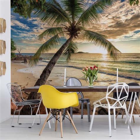 Fotobehang Tropical Beach Sunset Vel Cm X Cm Gr M