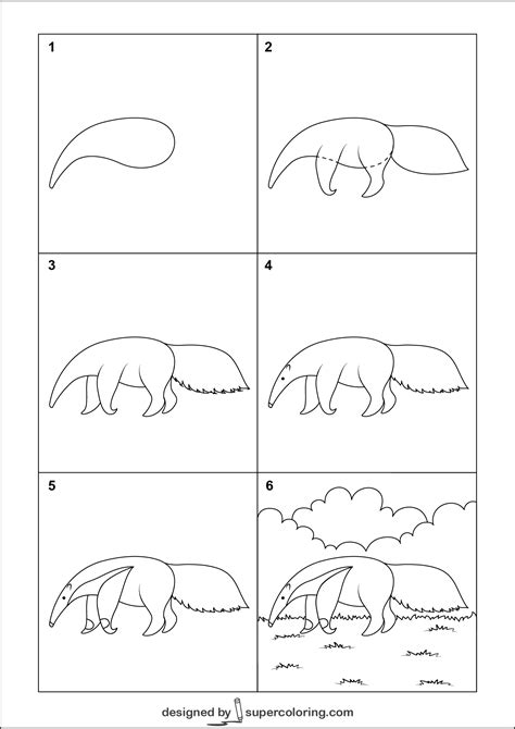 How To Draw A Cartoon Anteater Free Printable Puzzle Games
