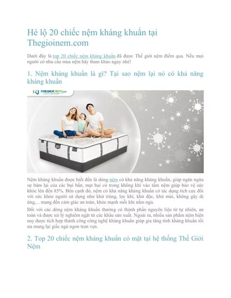 PPT Hé lộ chiếc nệm kháng khuẩn tại Thegioinem PowerPoint Presentation ID
