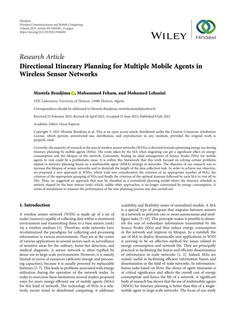 Pdf Directional Itinerary Planning For Multiple Mobile Agents In Wireless Sensor Networks