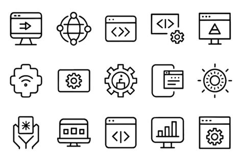 Code Api Programmer Developer Information Technology Related Editable Stroke Outline Icon Set