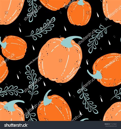 Seamless Pattern Pumpkins Halloween Vector Illustration Stock Vector Royalty Free